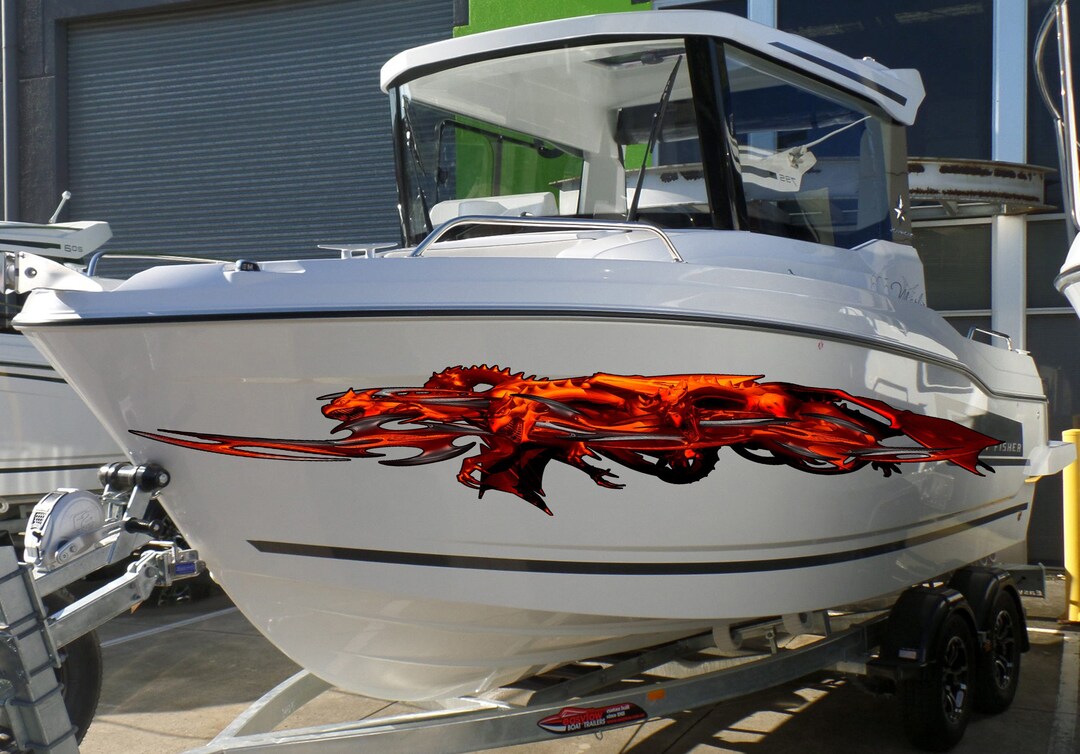 3D Dragons Boat Sticker, Tribal Dragon Boat Vinyl, Tribal Dragon Jet ...