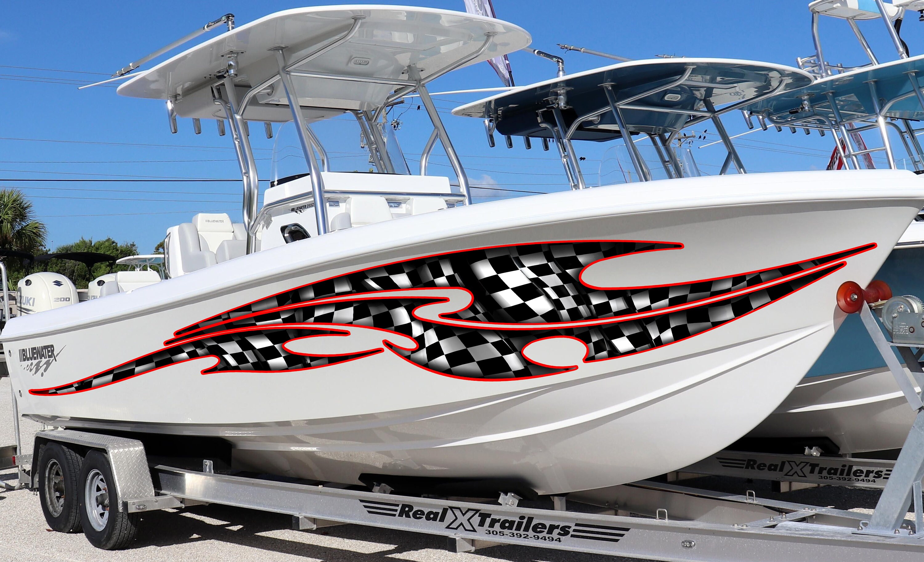 Racing Flag Boat Sticker Checkered Flag Boat Full Color Vinyl - Etsy