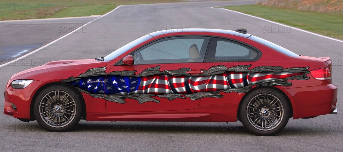 Full Color Car Side Graphics USA Flag Vinyl Side Graphics - Etsy