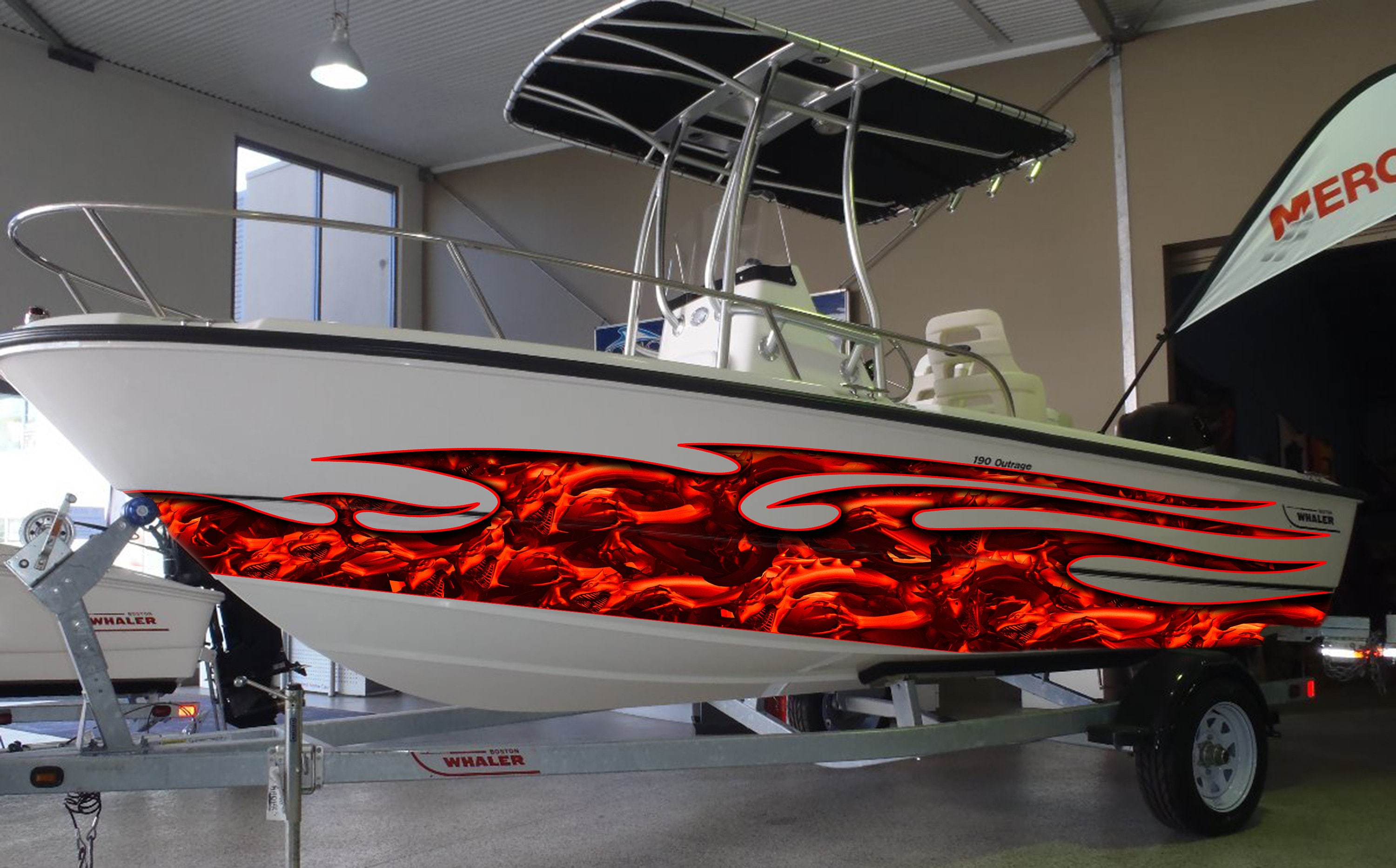 3D Red Dragon Boat Sticker, Dragons Boat Wrap, Tribal Dragon Boat Vinyl ...