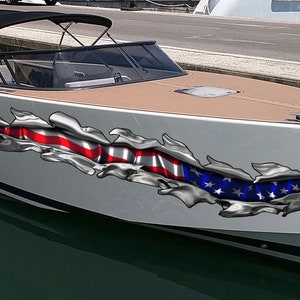 Full Color USA Flag Boat Decal, Full Color US Flag Boat Sticker ...