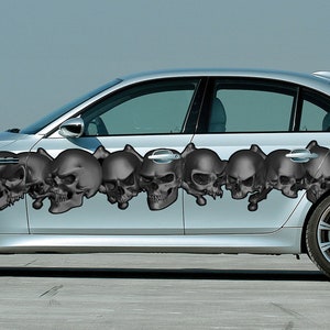 Skull Car Decal – Full Color Vinyl Graphic – Tribal Street Racing ...