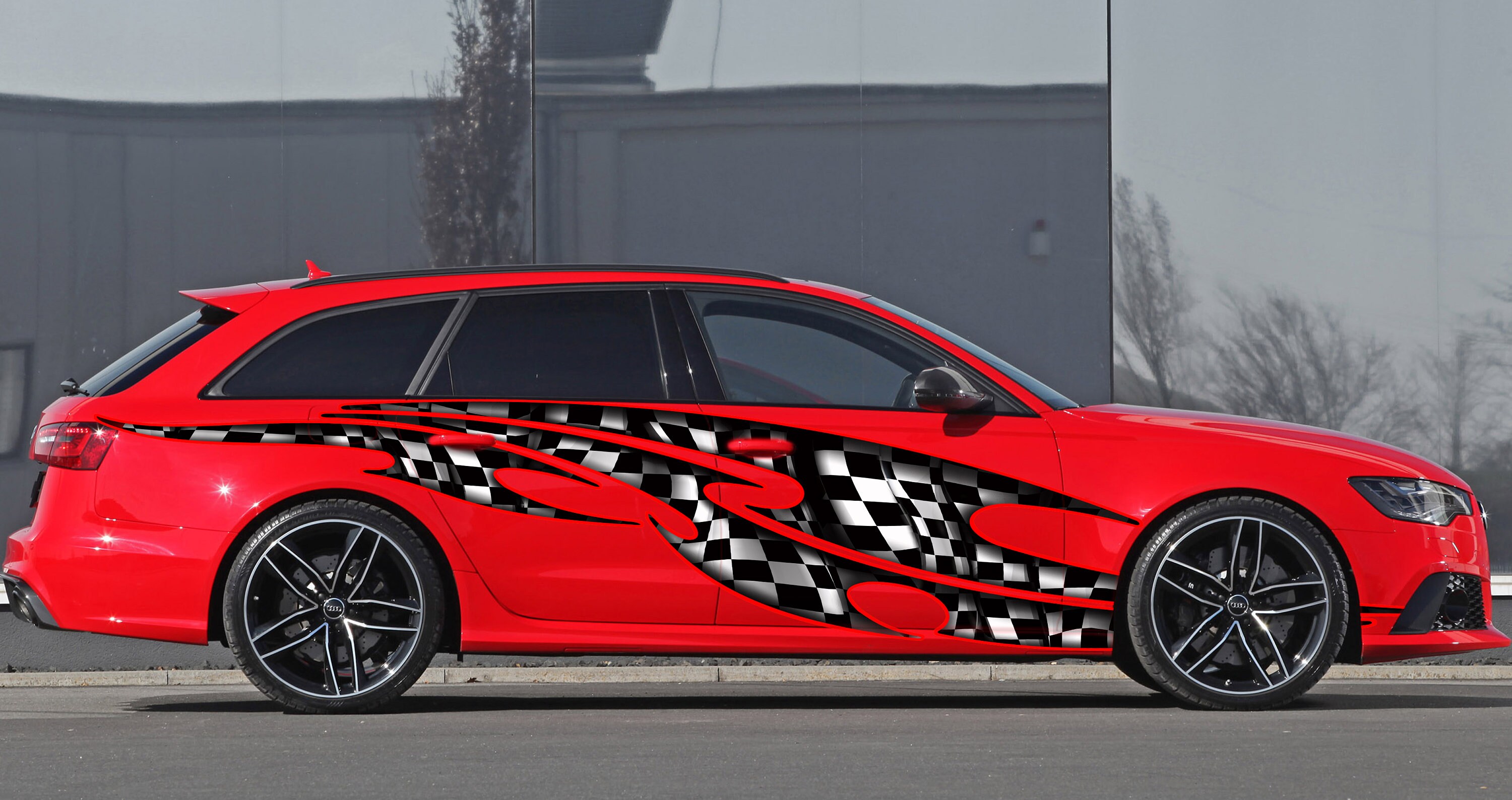 3D Checkered Flag Racing Stripes Vinyl Decal, Checkered Car Sticker ...