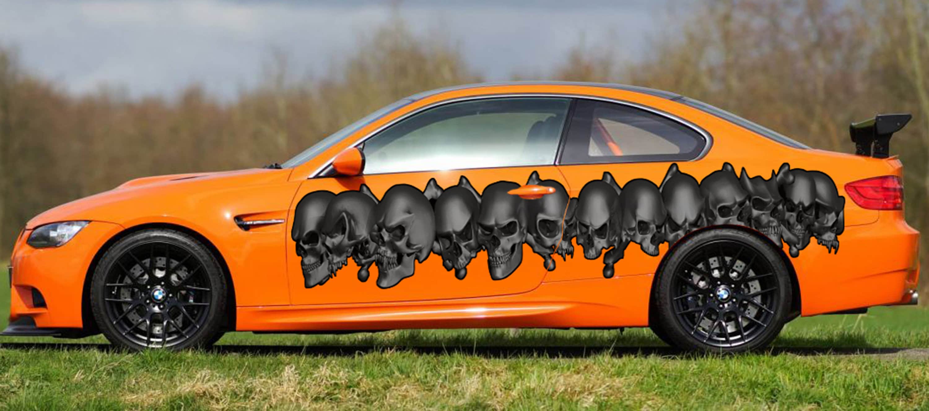 Skull Car Decal – Full Color Vinyl Graphic – Tribal Street Racing ...