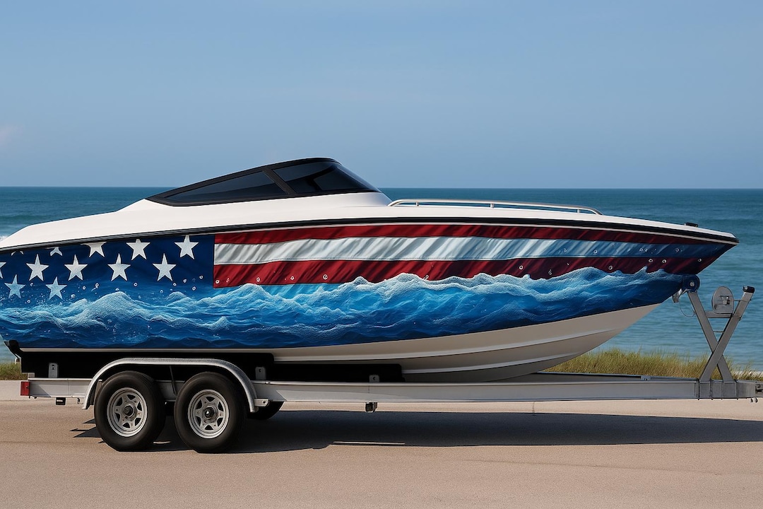 Stars and Stripes Boat Wrap – American Flag Marine Vinyl for Speed ...