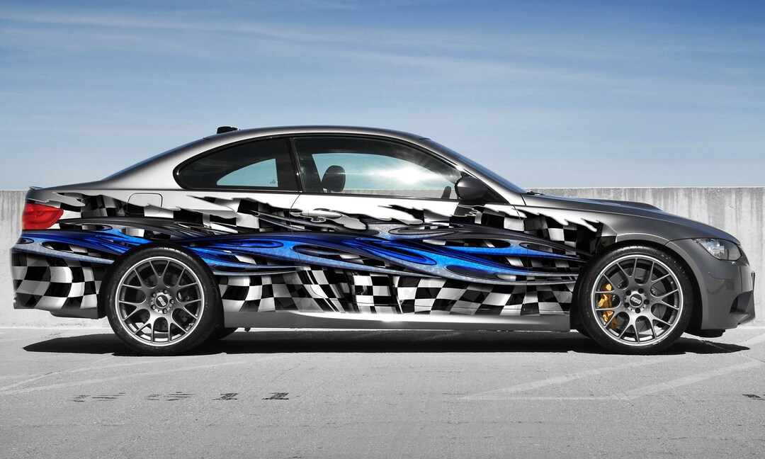 3D Car Graphic Racing Flag, Tribal Checkered Flag Racing Stripes ...