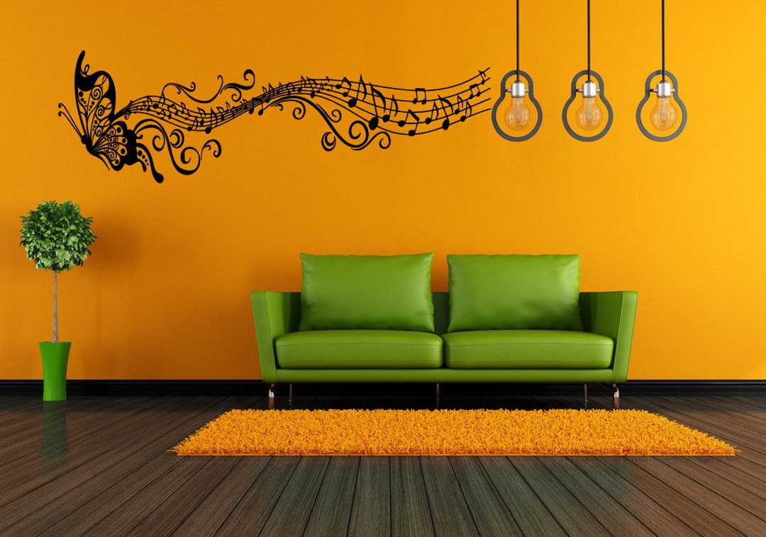 Butterfly Flying Music Notes Notation Band Wall Sticker Decal ...