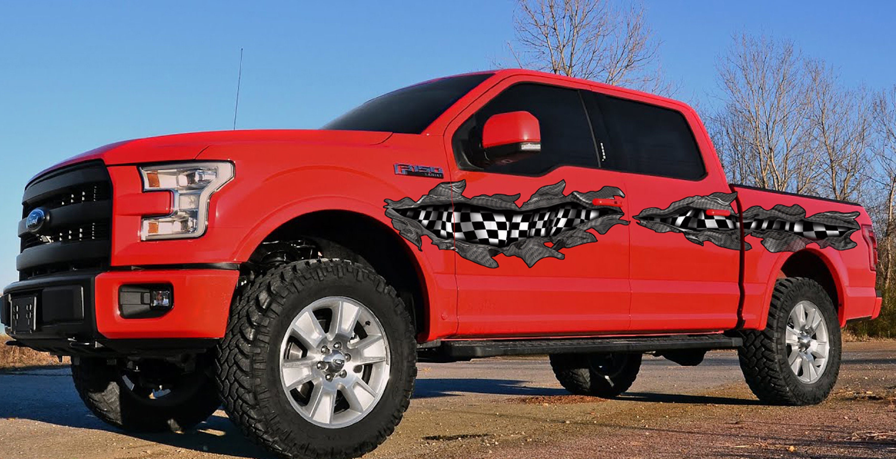 Ripped Metal Checkered Flag Street Racing Graphic, Full Color Car Vinyl ...