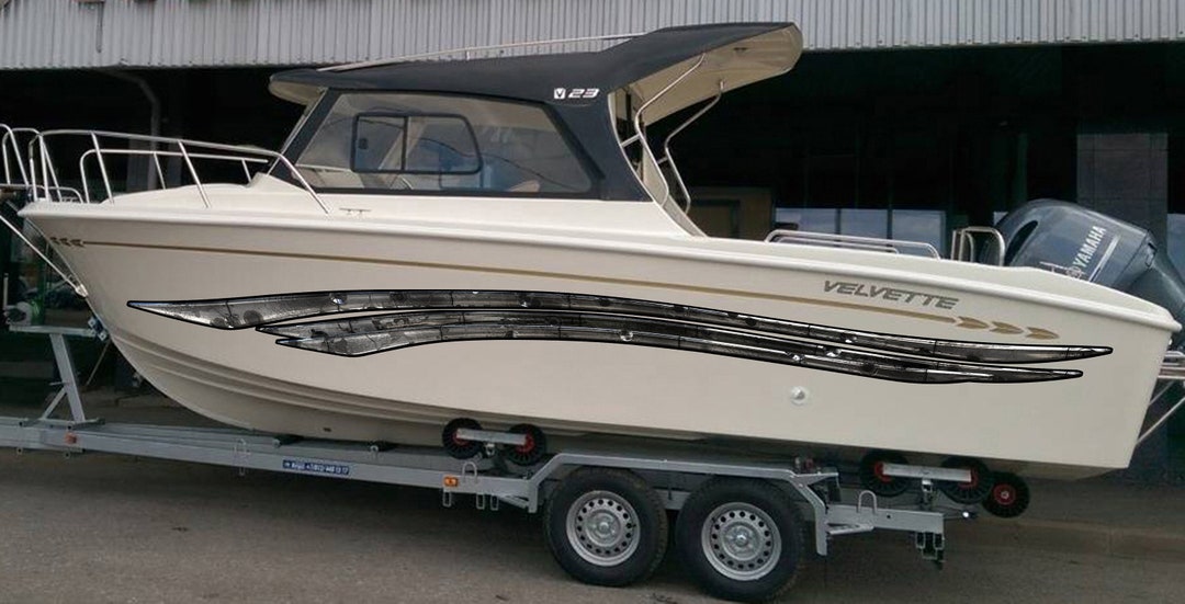 Racing Stripes Boat Vinyl Graphics – Speed Boat Side Decals – Marine ...