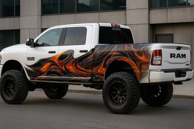 Abstract Flame Car Wrap | Fiery Liquid Swirl Vinyl Design | Aggressive ...