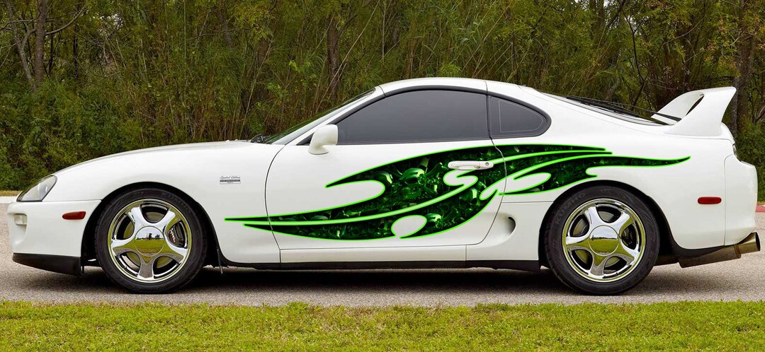 3D Car Graphic Skull Decal, Car Wrap Ripped Metal Full Color, Car Vinyl ...