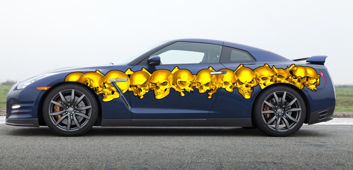 Tribal Skulls Racing Stripes Vinyl Decal Skull Full Color Car - Etsy