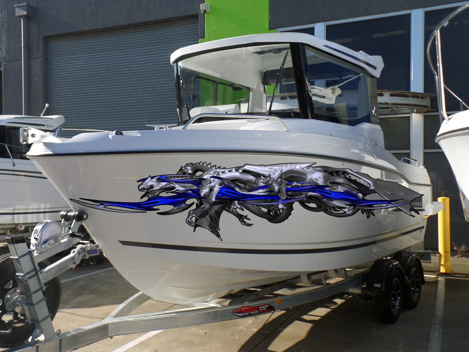 Tribal Dragon Jet Ski Decal, 3D Dragons Boat Sticker, Lizard Boat Wrap ...