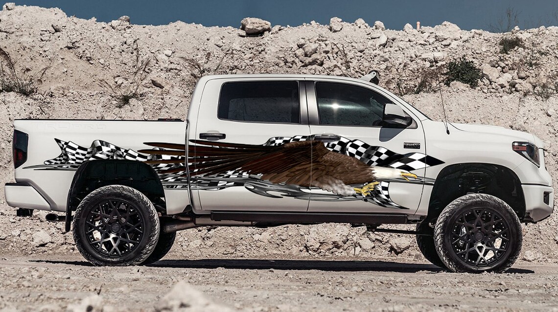 3D Bold Eagle Car Wrap Checkered Vinyl Racing Graphics - Etsy