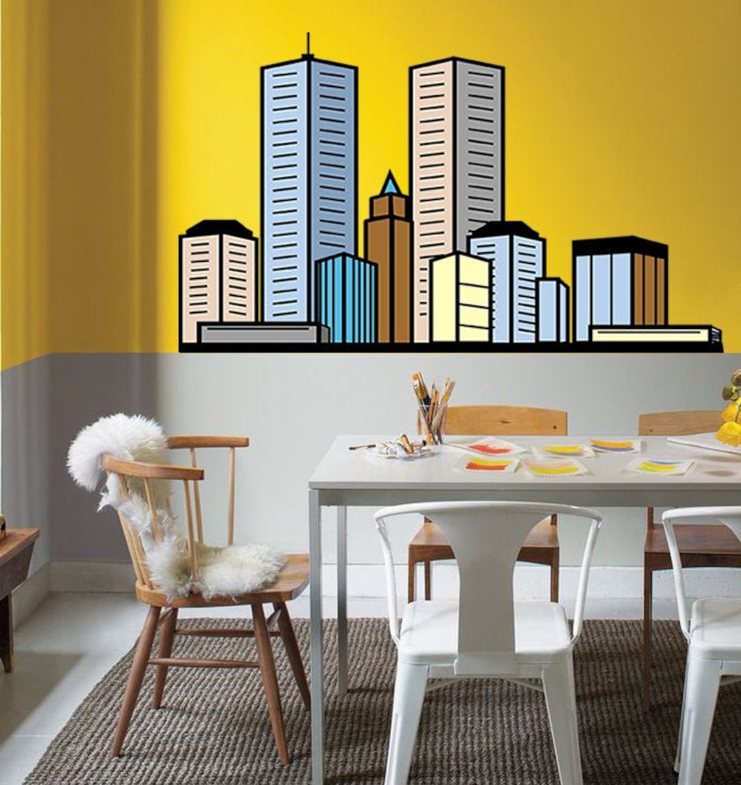 Town Wall Decal Art Stickers City, Wall Sticker Town Sticker Decor ...