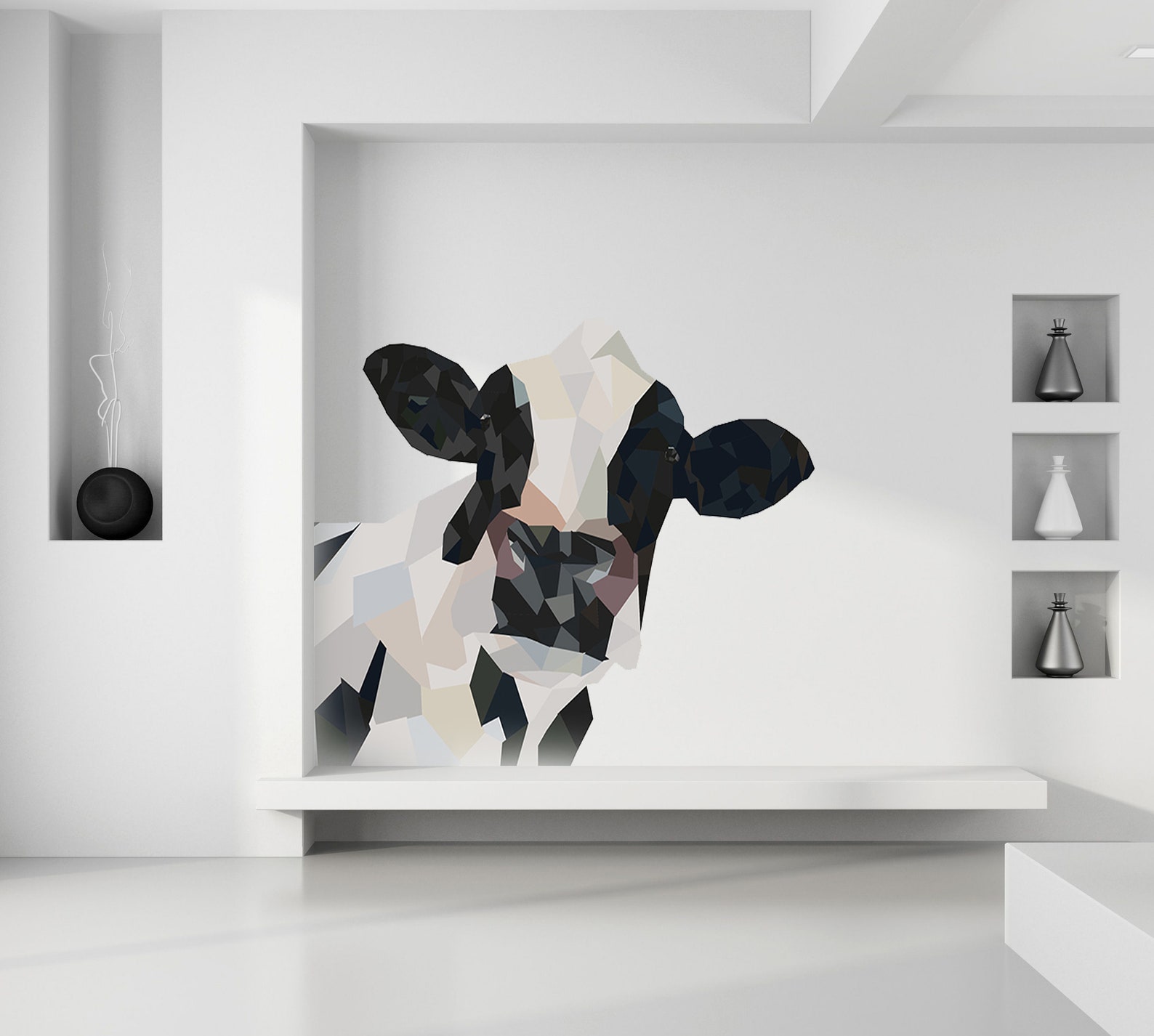Cow Animal Polygonal Wall Decal, Cow Polygon Sticker,modern Wall Art ...