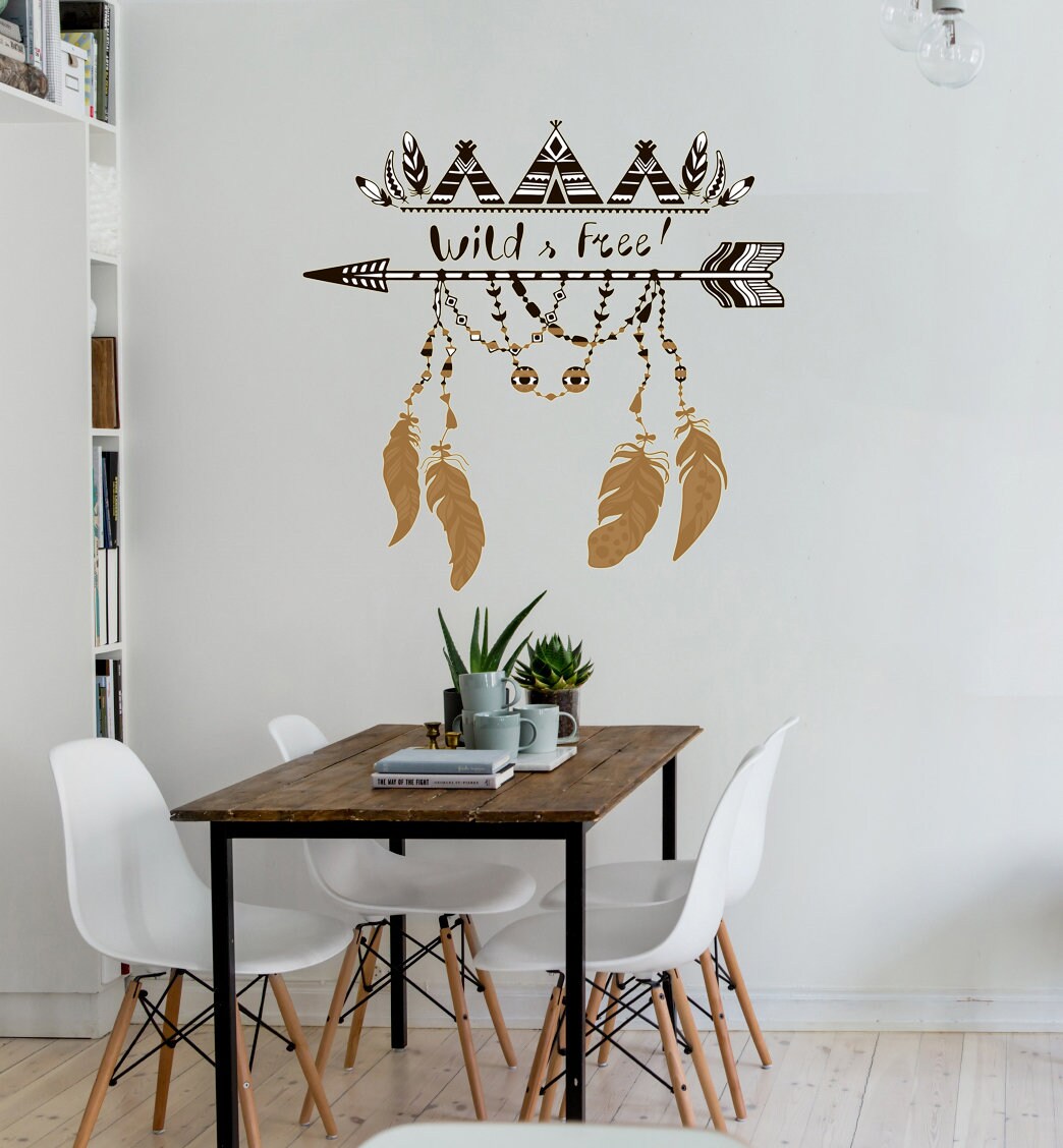 Wall Decal Art Stickers Boho Arrow Feather Wall Sticker - Etsy