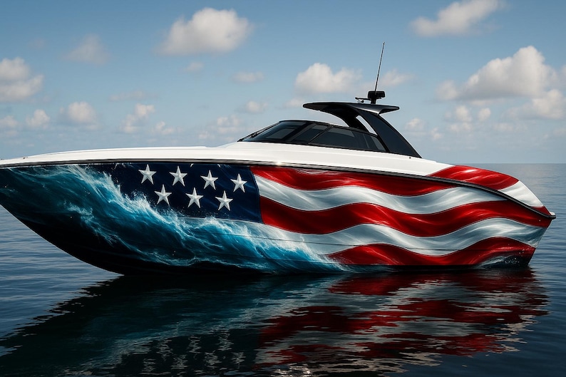 Ocean Glory Boat Wrap – American Flag Vinyl Wrap – Patriotic Marine ...