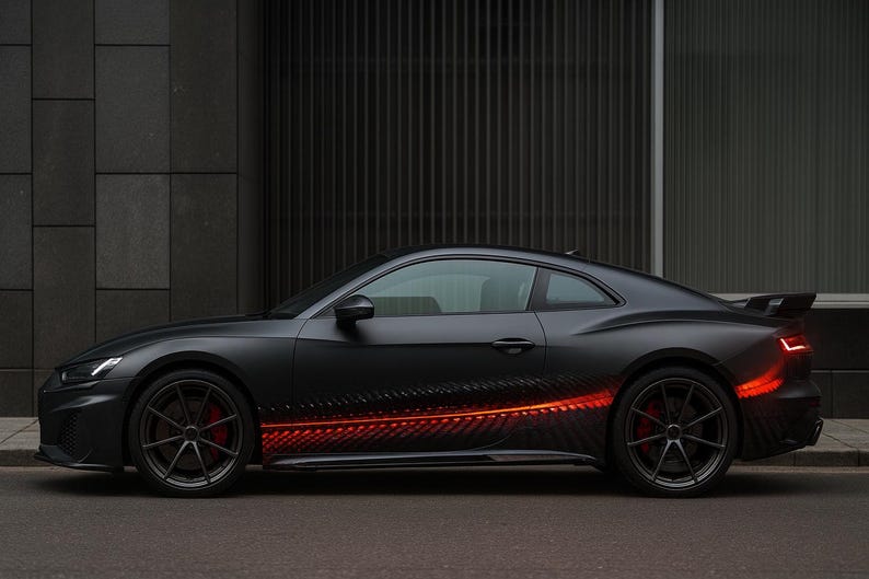 Luxury Sport Car Wrap, Black Carbon Fiber Texture With Red Glow Streak ...