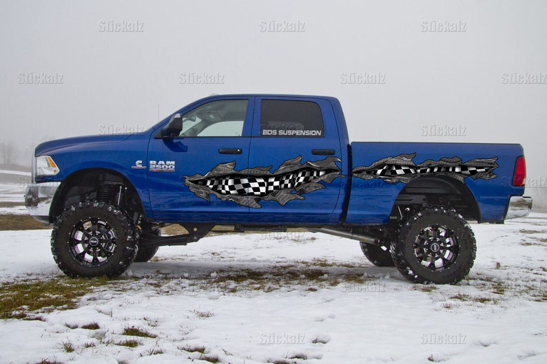 Ripped Metal Checkered Flag Street Racing Graphic Full Color | Etsy