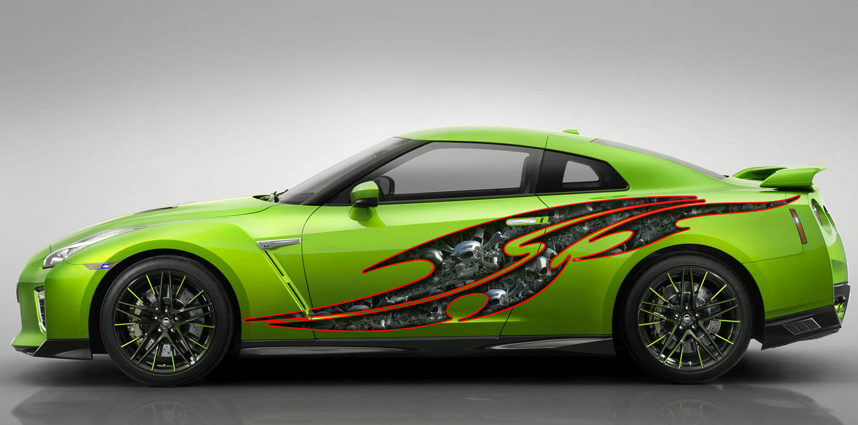 Skulls Bones Car Wrap, Pirate Skull Full Color Car Vinyl Design, Skulls ...