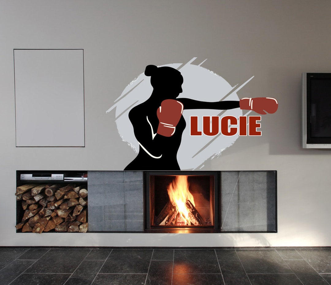 Boxing Girl Custom Name Wall Decal, Girl Kickboxing Boxing MMA Wall ...