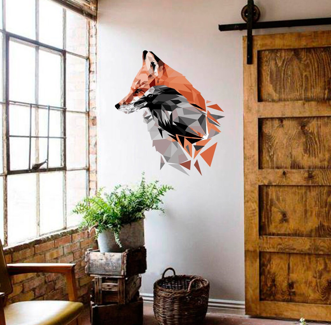 Fox Face Polygonal Wall Decal Fox Polygon Sticker Modern - Etsy