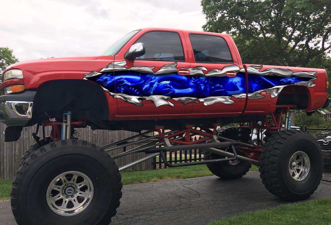 3D Dragons Ripped Metal Car Vinyl, Full Color Tribal Dragon, Car Vinyl ...