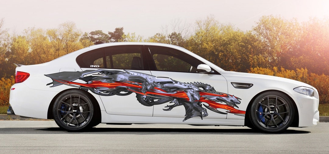 Dragons 3D Car Wrap, Lizard Full Color Vinyl Design, Dragon Street ...
