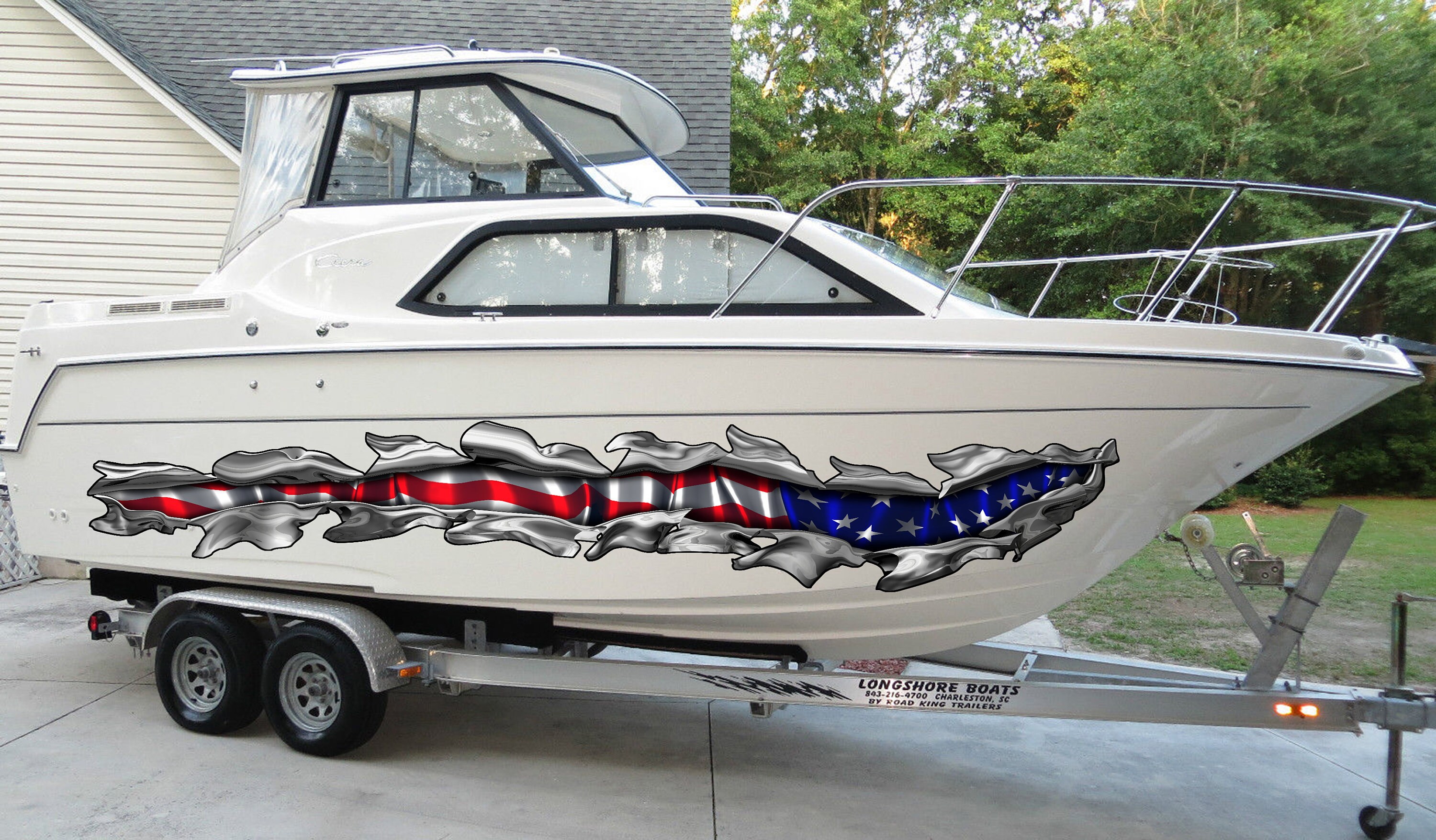 Full Color USA Flag Boat Decal Full Color US Flag Boat - Etsy