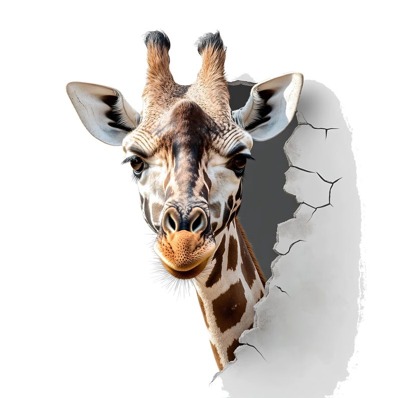 3D Giraffe Wall Decal • Kids Room Safari Wall Sticker • Realistic ...