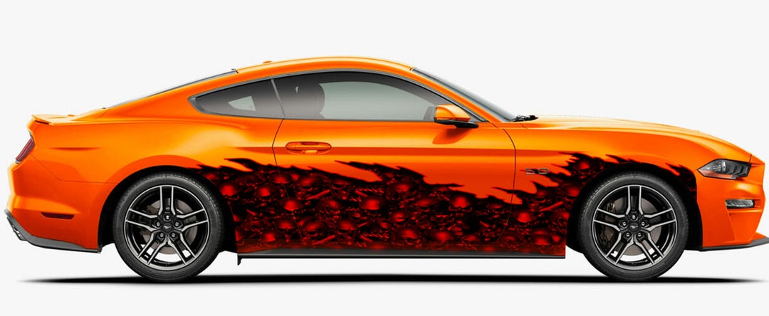 3D Skull Car Decal – Full Graphic Car Wrap, Aggressive Skull Vinyl ...