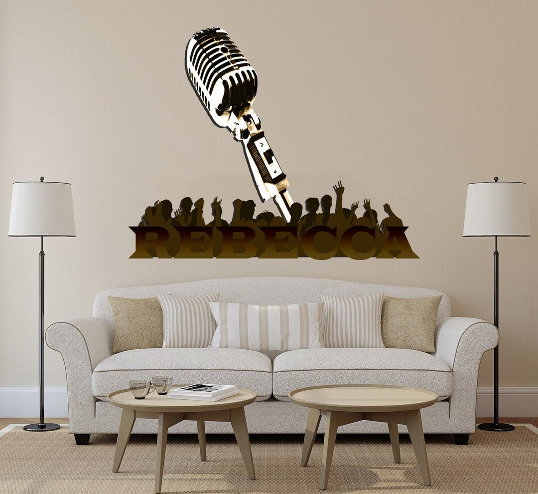 Microphone Custom Name Wall Decal, Personalized Sticker, Personalized ...