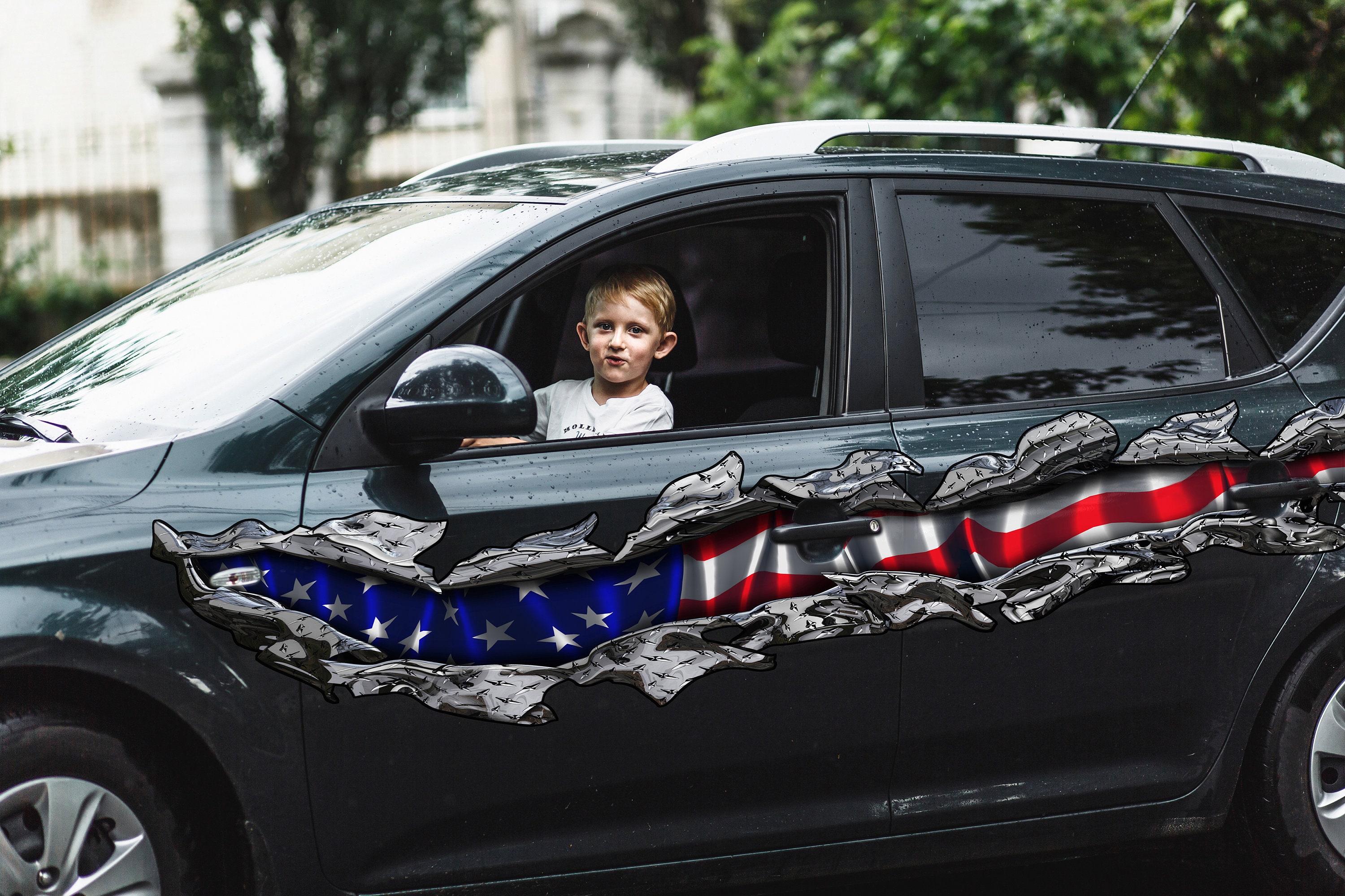 American Flag Car Sticker USA Flag Truck Side Full Color - Etsy