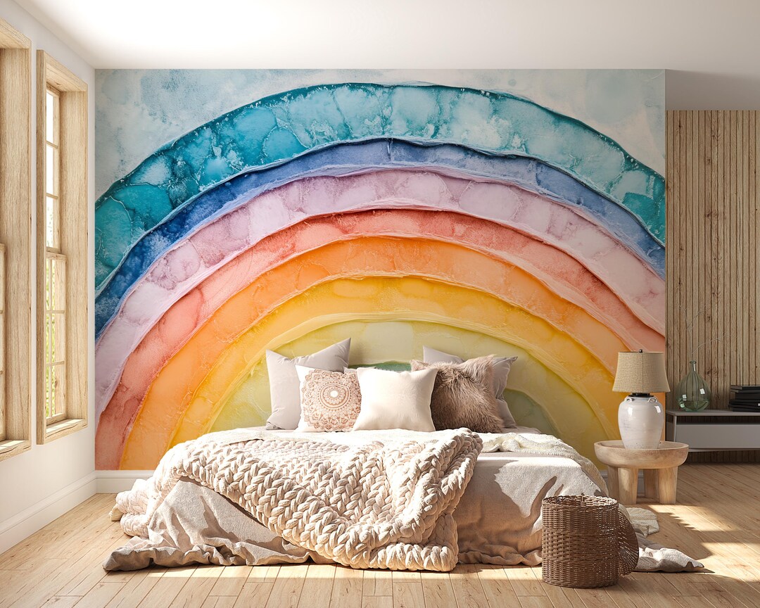 Boho Rainbow Wall Mural for Nursery – Gender Neutral Peel and Stick ...