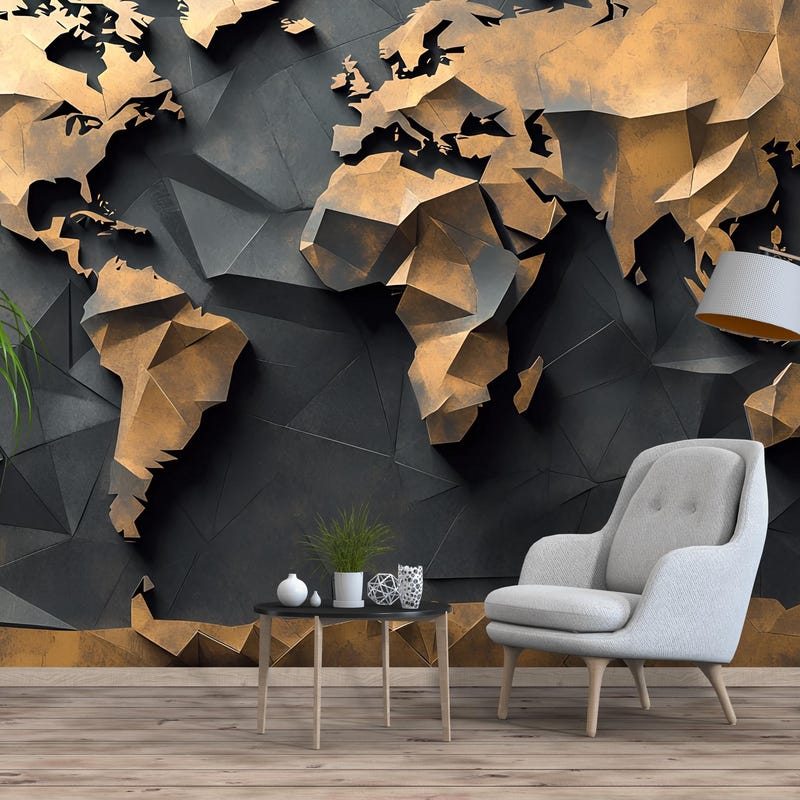 3d World Map Wallpaper - Etsy
