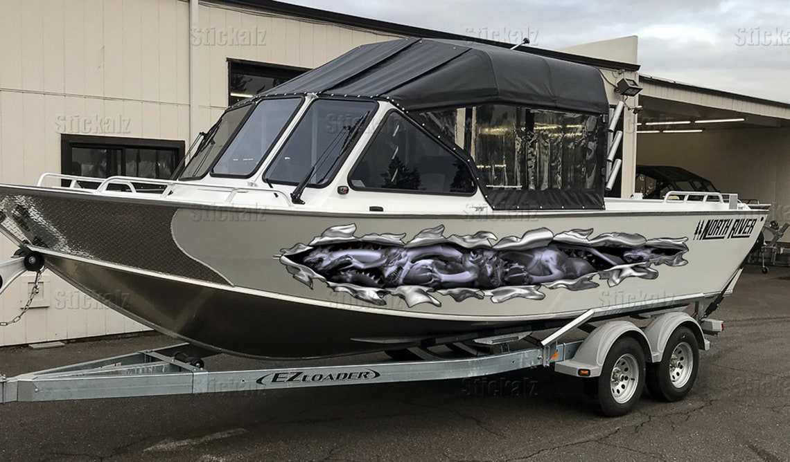 3D Watercraft Graphic Dragons Boat Wrap Ripped Metal Full Color Speed ...