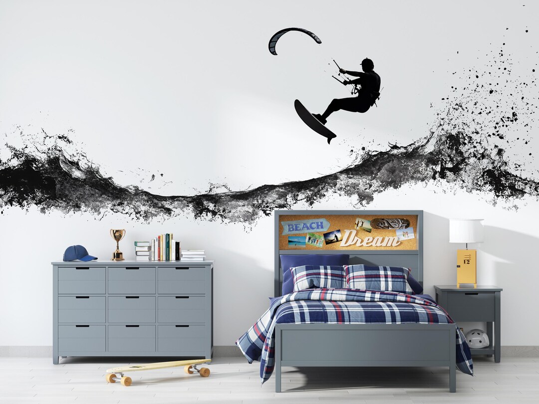Kitesurf Wall Decal, Kiteboarding Wall Sticker, Extreme Water Sports ...