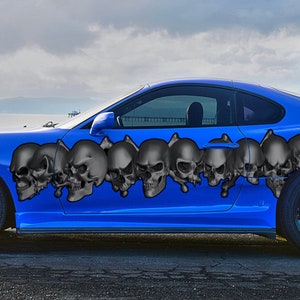 Skulls 3D Car Graphic, Ripped Metal Full Color Car Vinyl Design, Sculls ...