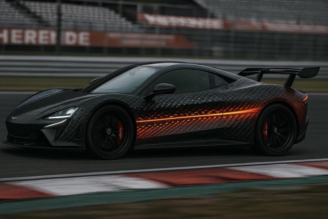 Luxury Sport Car Wrap, Black Carbon Fiber Texture With Red Glow Streak ...