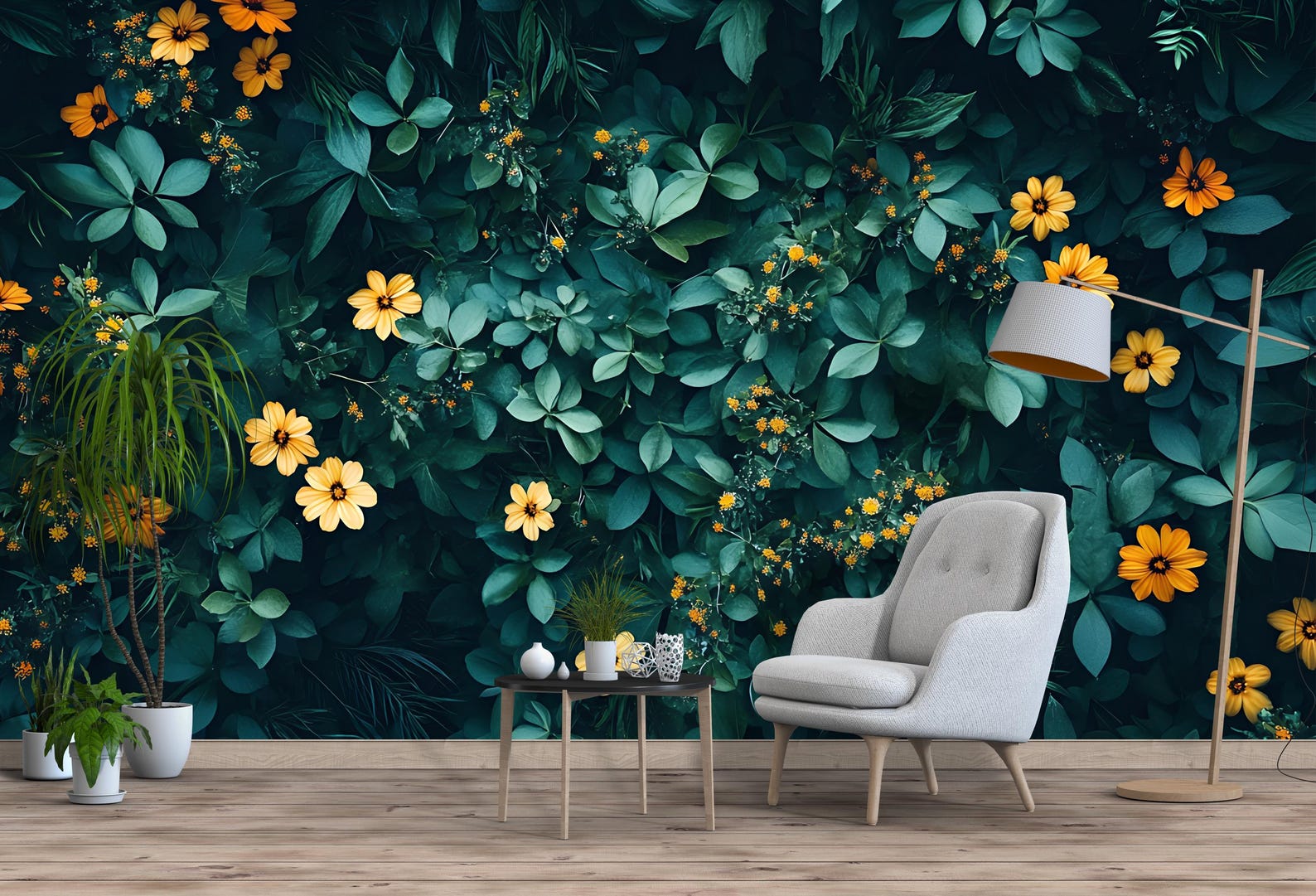 Green Botanical Wallpaper / Leaf Peel and Stick Wall Mural / Removable ...