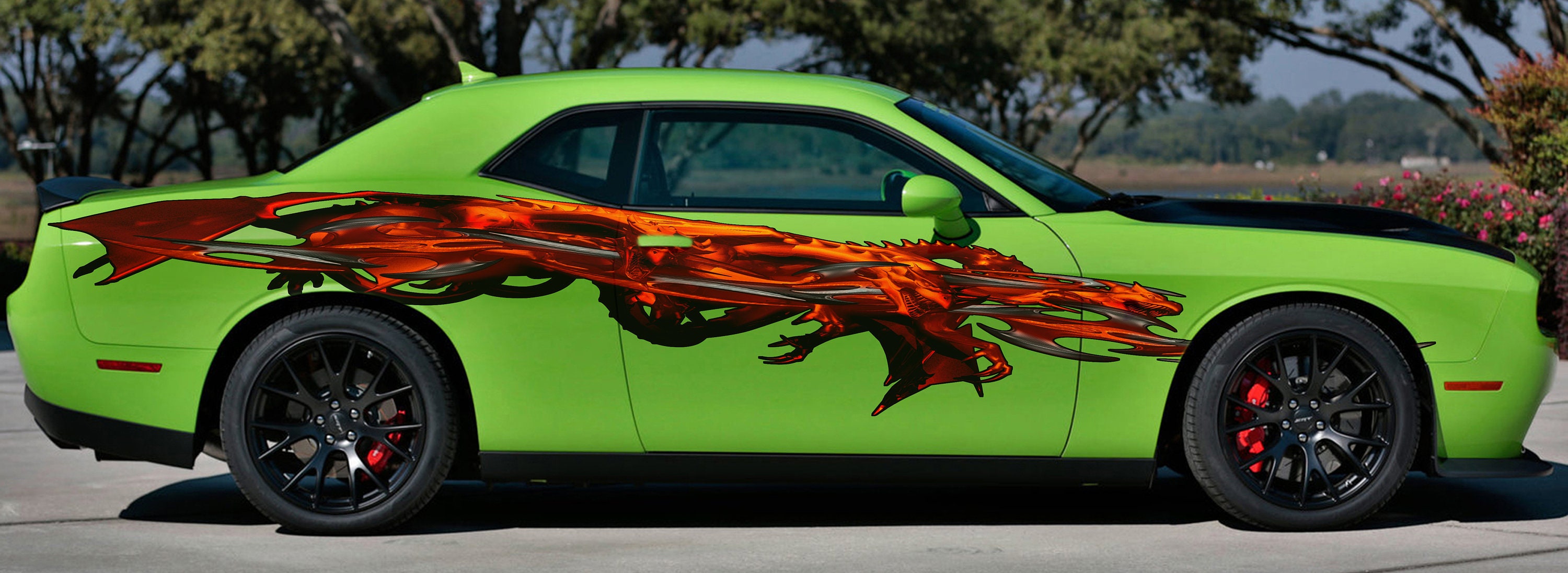 Dragons Car Decal, Tribal Dragon Car Sticker, Dragon Car Graphics, 3D ...