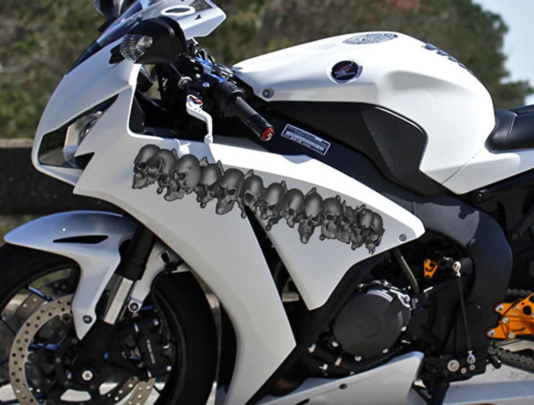 Flame Skull Decal, Skull Crotch Rocket Wrap, Chopper Graphics, 3D ...