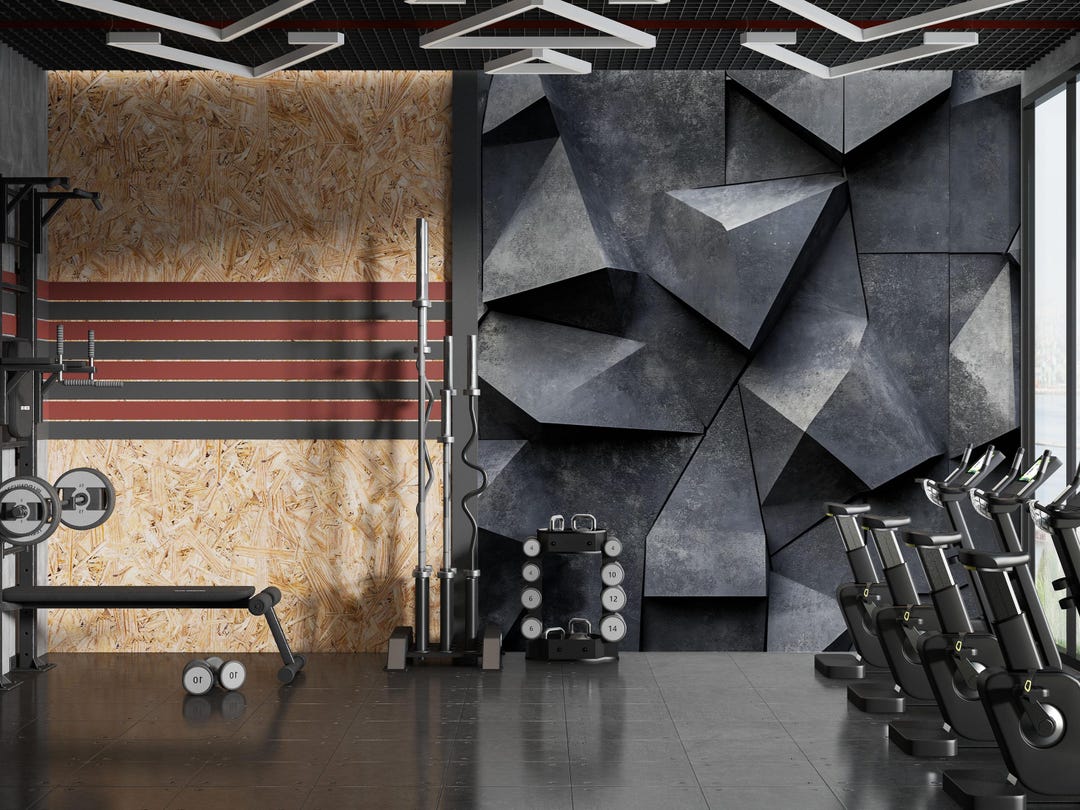 3D Geometric Concrete Wall Mural – Bold Textured Industrial Wallpaper ...