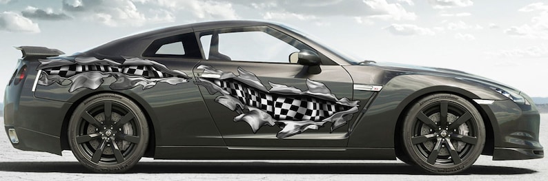 3D Checkered Flag Car Wrap Ripped Metal Racing Flag Car - Etsy