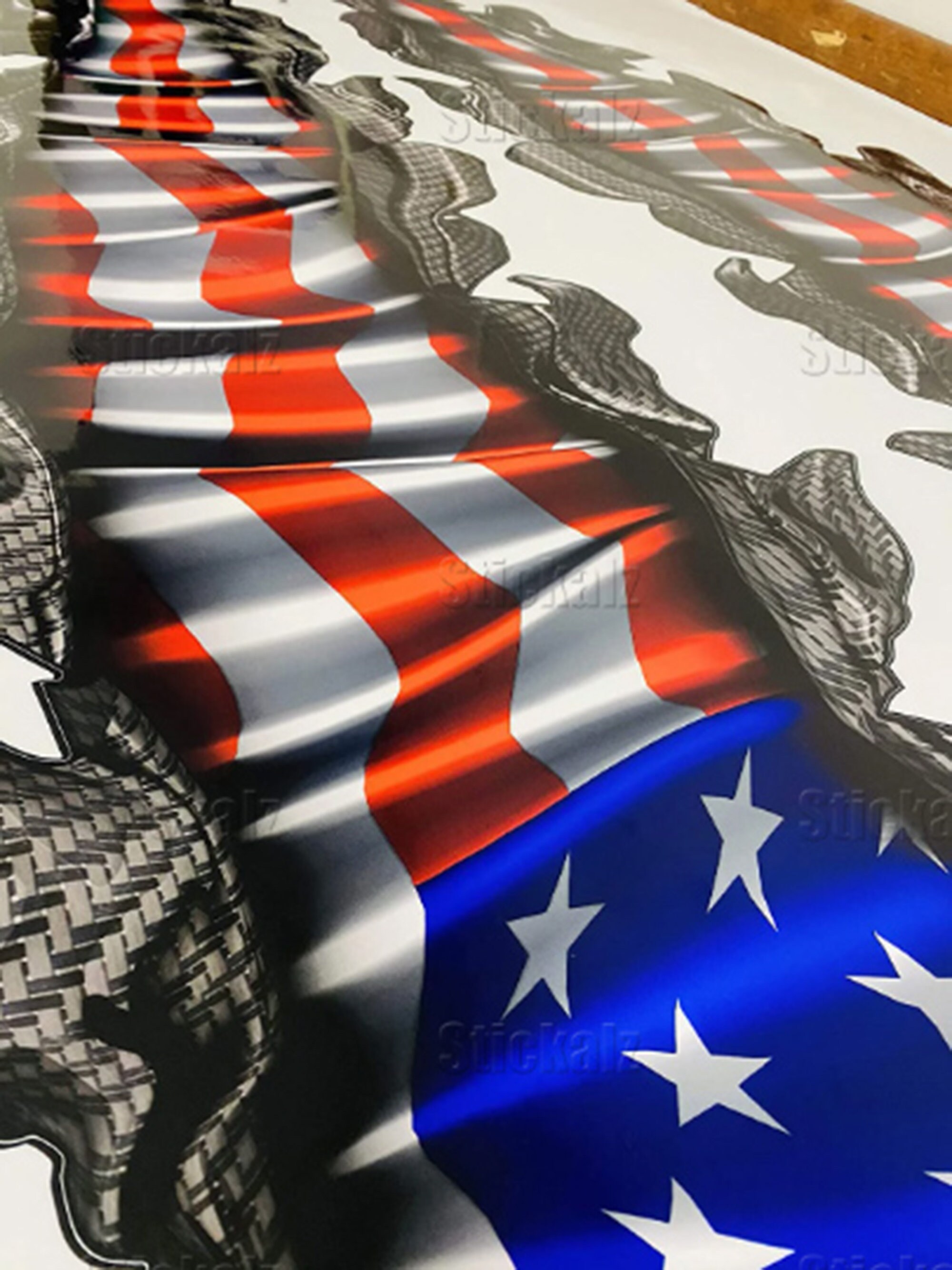 American Flag Decal Full Color Car Side Graphics Vinyl Sticker USA Flag ...