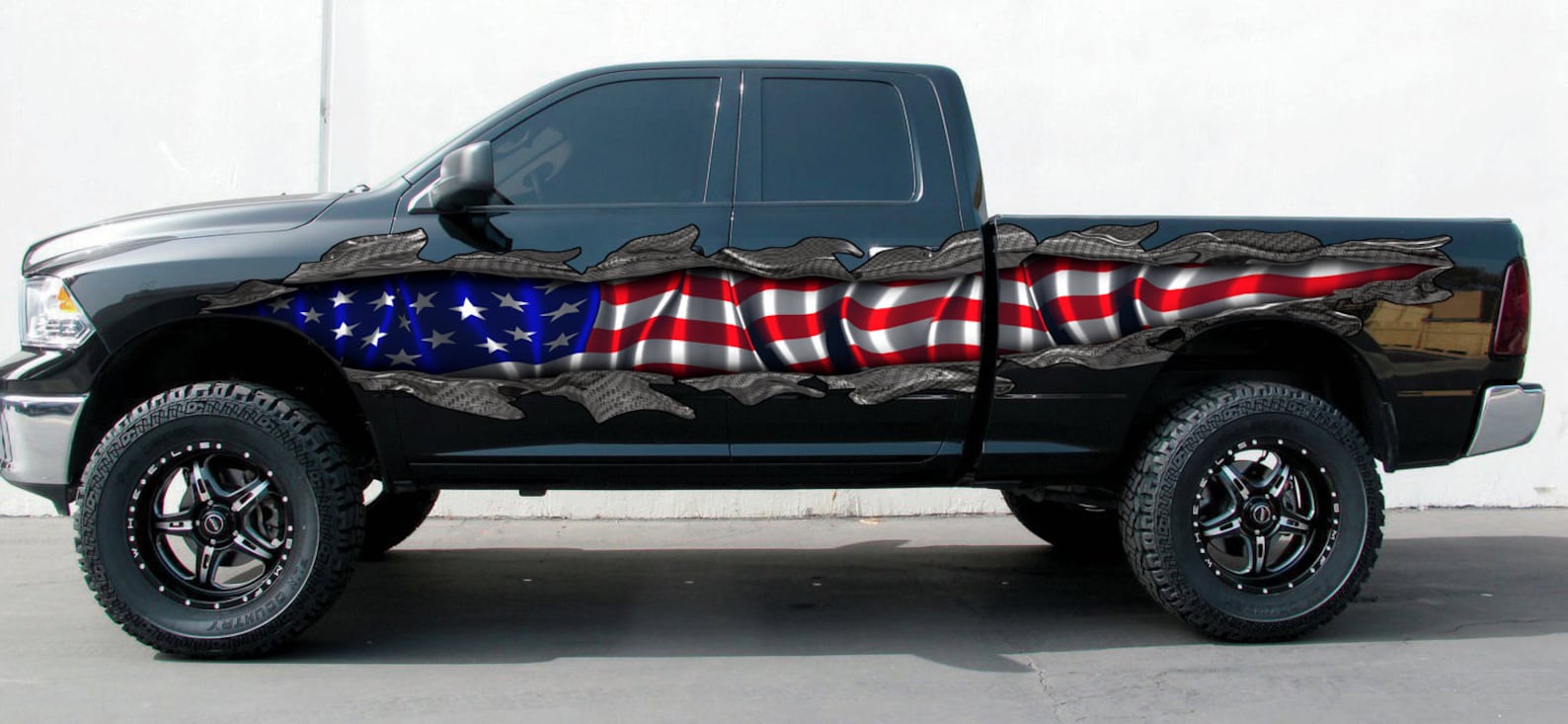 US Flag Full Color Car Vinyl Decal, Ripped Metal Full Color Truck ...