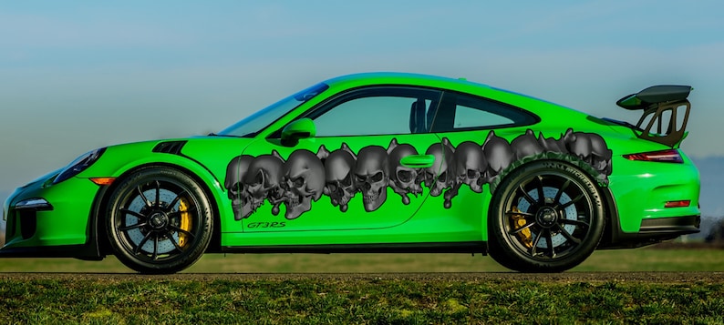 Skull Car Decal – Full Color Vinyl Graphic – Tribal Street Racing ...