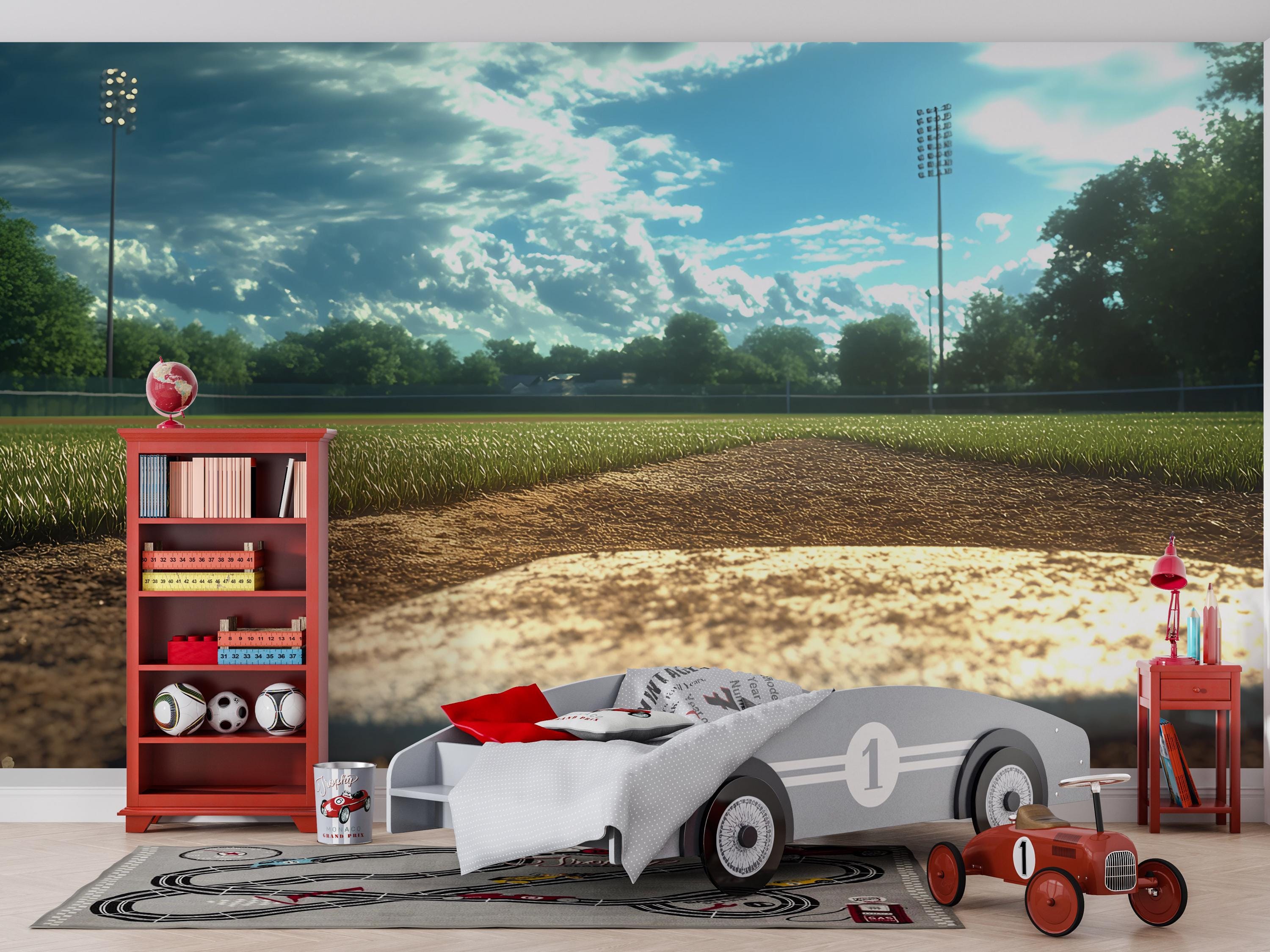 Baseball Field Wall Mural – Realistic Stadium Home Plate Wallpaper ...