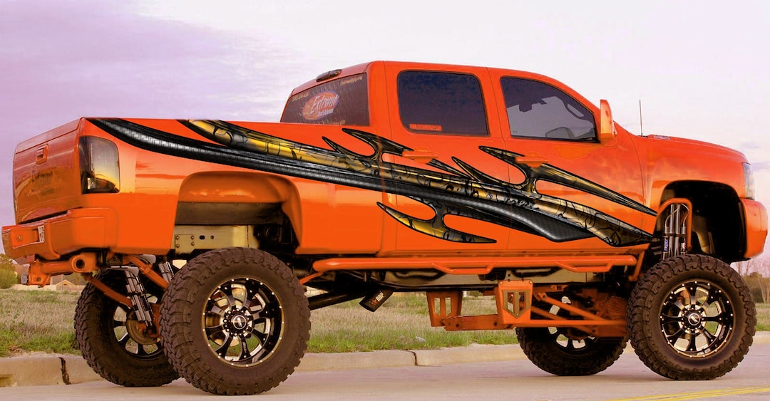 Tribal Truck Decal – Carbon Fiber Car Sticker – Durable Peel and Stick ...